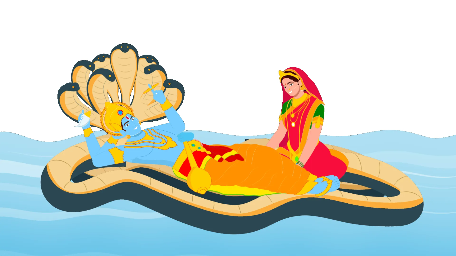 Lord Vishnu on Sheshnag Animated Character - Free Download | Pixominia