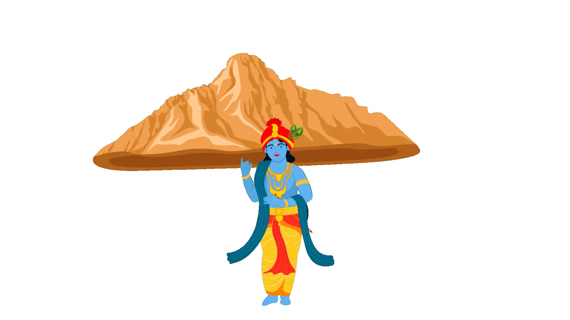 Shri Krishna Holding Govardhan Parvat – Animated Character | Pixominia